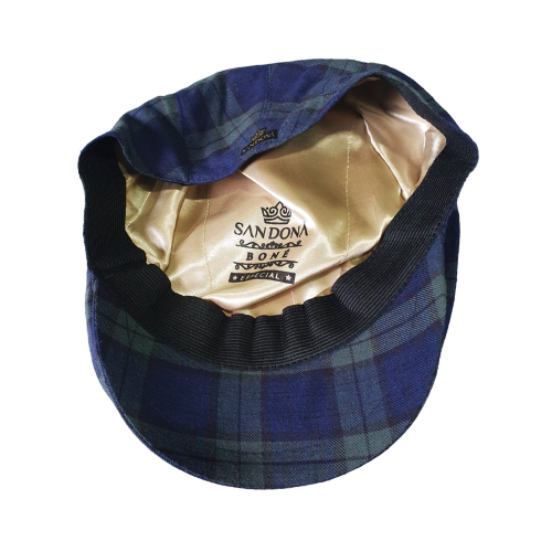 Boina Masculina Italiana Denver Xadrez Azul, Verde e Preto