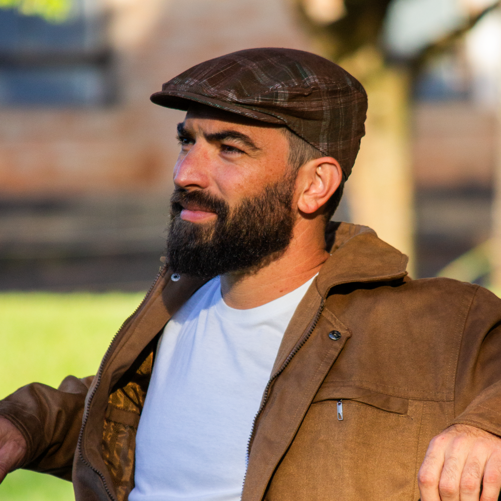 Boina Masculina Italiana Denver Xadrez Marrom, Verde e Branco